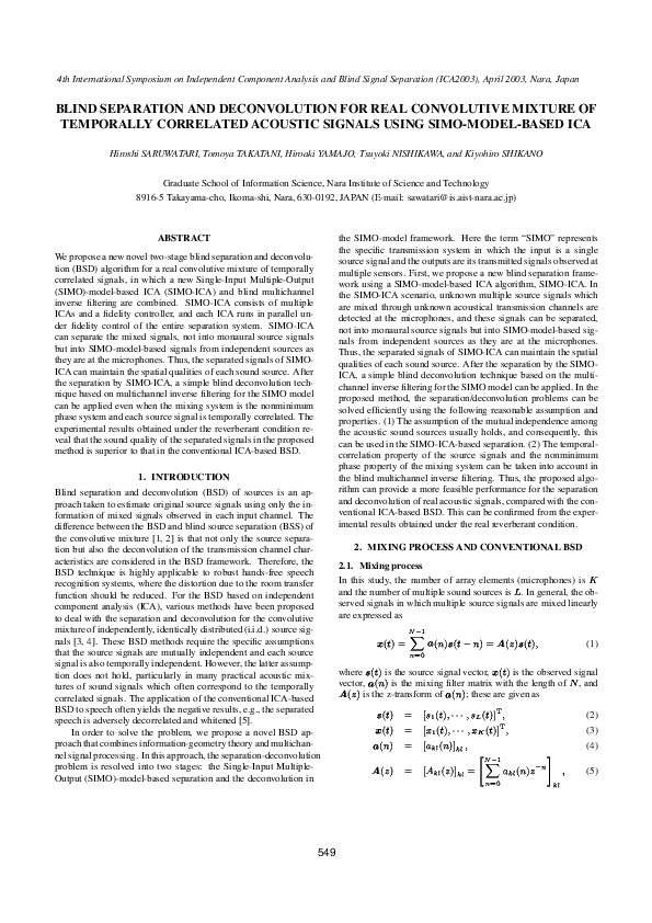 (PDF) Blind separation and deconvolution for real convolutive mixture of temporally correlated ...