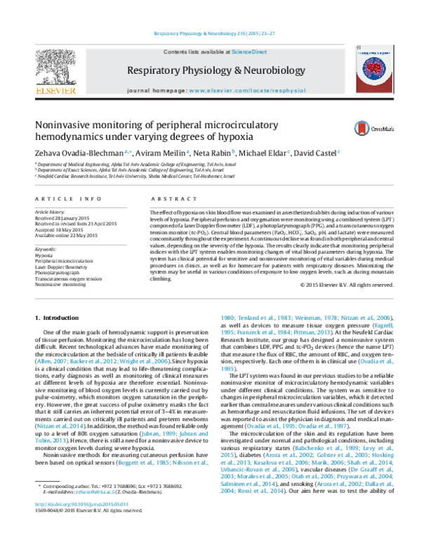 Pdf Noninvasive Monitoring Of Peripheral Microcirculatory