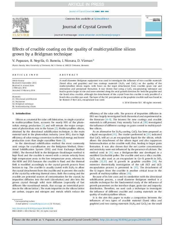 (PDF) Effects of crucible coating on the quality of multicrystalline ...