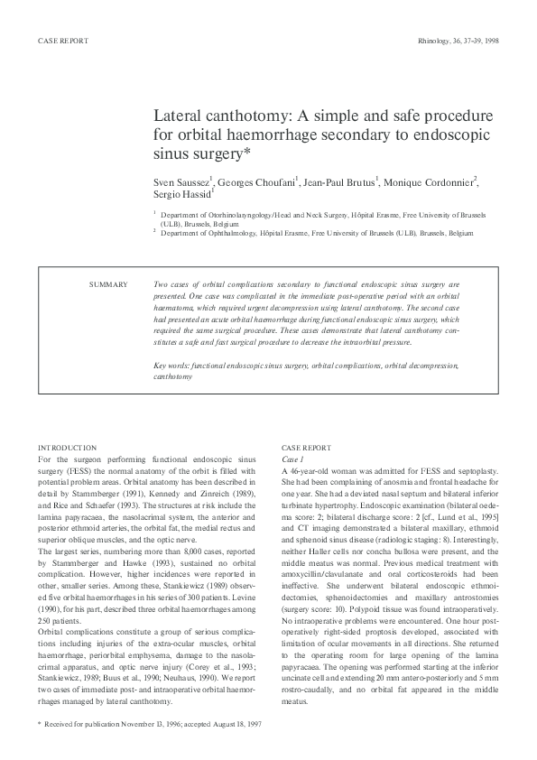 (PDF) Lateral canthotomy: a simple and safe procedure for orbital ...
