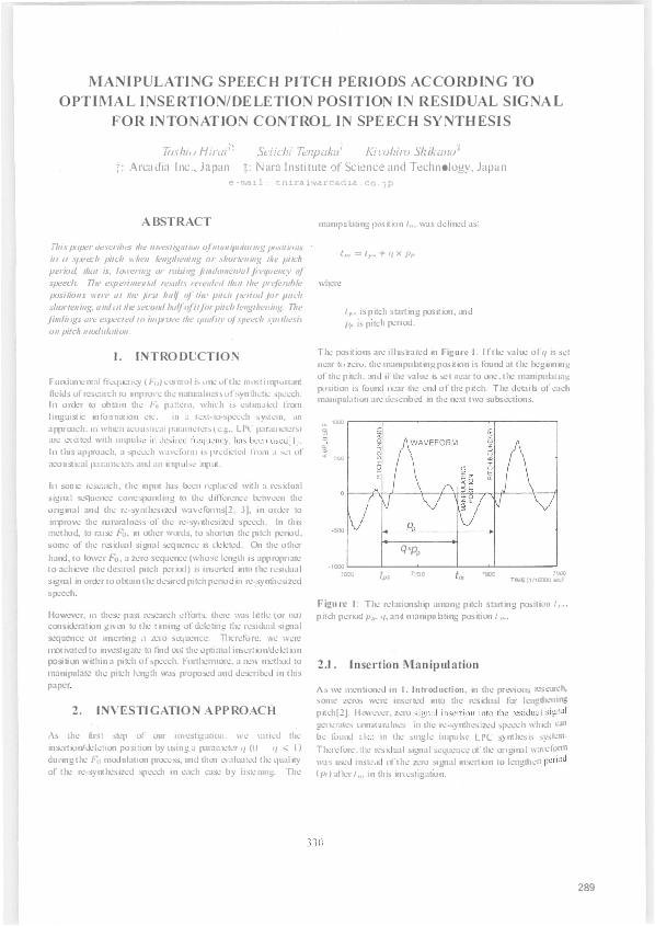 (PDF) Optimizing Pitch Periods for Speech Intonation