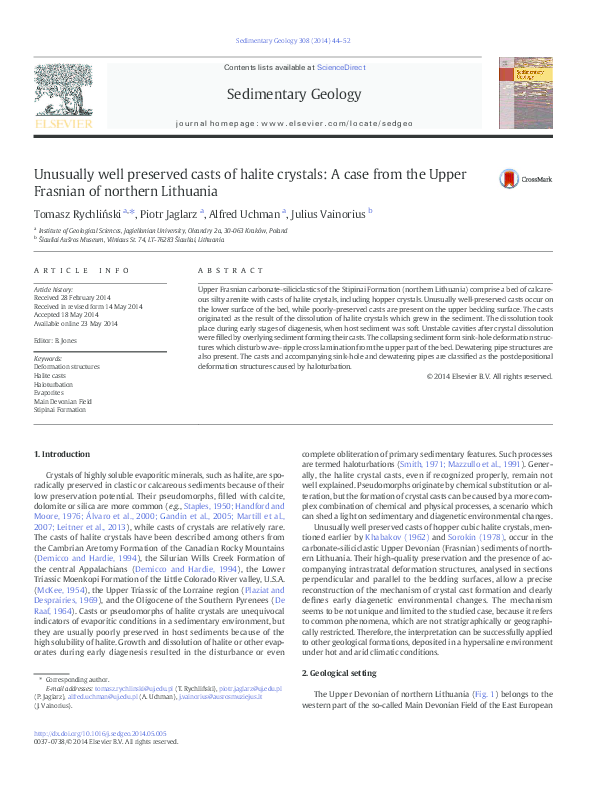 (PDF) Unusually well preserved casts of halite crystals: A case from ...