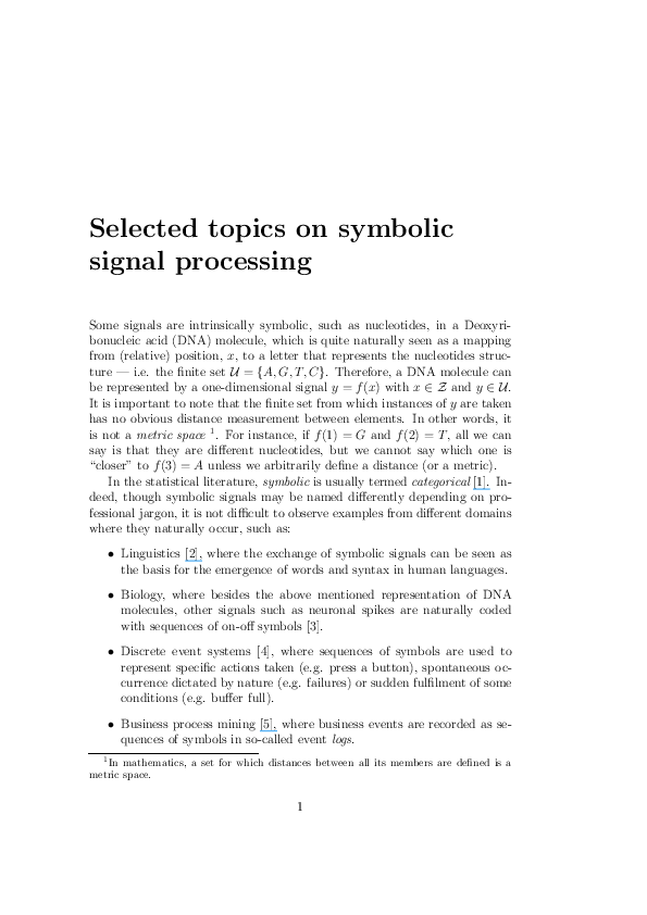 (PDF) Selected topics on symbolic signal processing