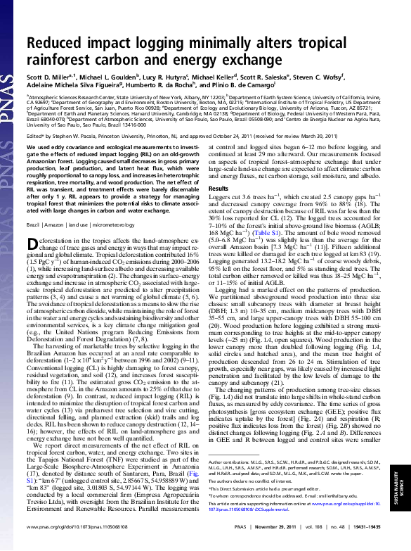 (PDF) Reduced impact logging minimally alters tropical rainforest ...