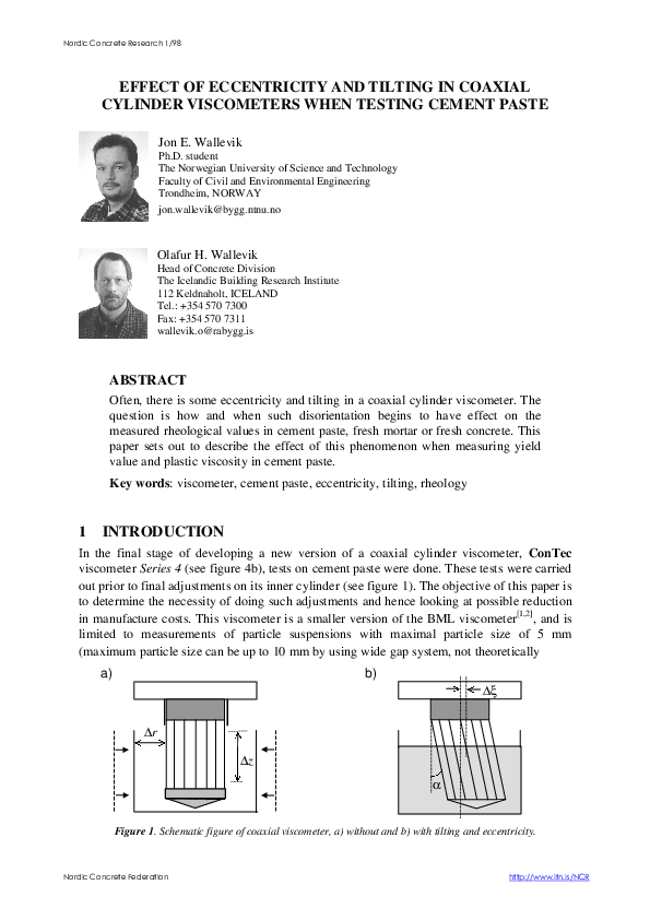 (PDF) EFFECT OF ECCENTRICITY AND TILTING IN COAXIAL CYLINDER ...