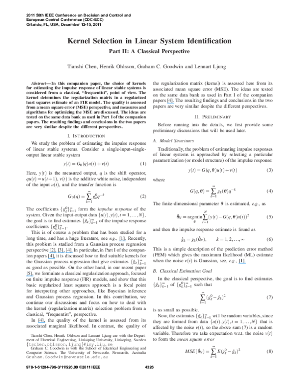 (PDF) Kernel selection in linear system identification part II: A ...