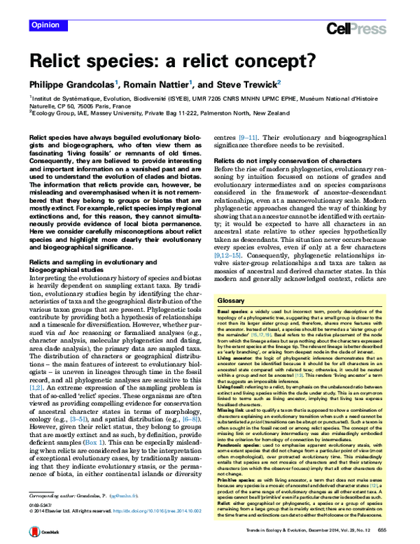 (PDF) Relict species: a relict concept?