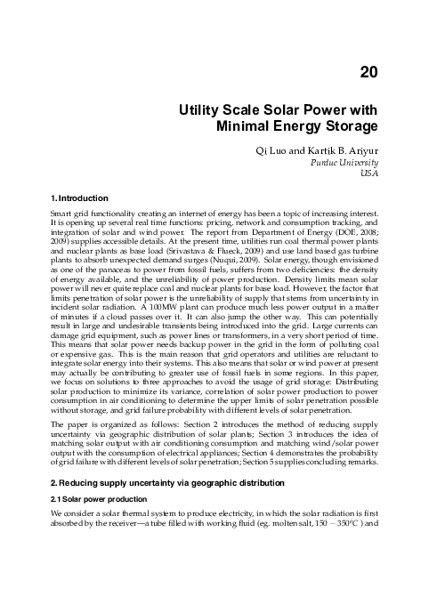 (PDF) Utility Scale Solar Power with Minimal Energy Storage