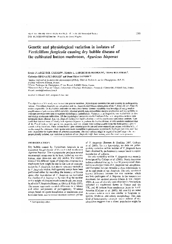 (PDF) Genetic and physiological variation in isolates of Verticillium ...