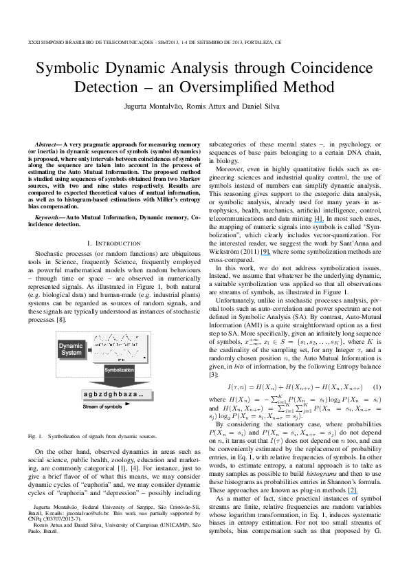 (PDF) Symbolic Dynamic Analysis through Coincidence Detection–an Oversimplified Method