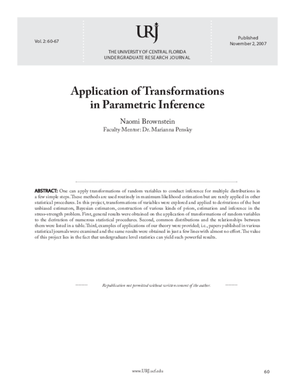 Pdf Application Of Transformations In Parametric Inference