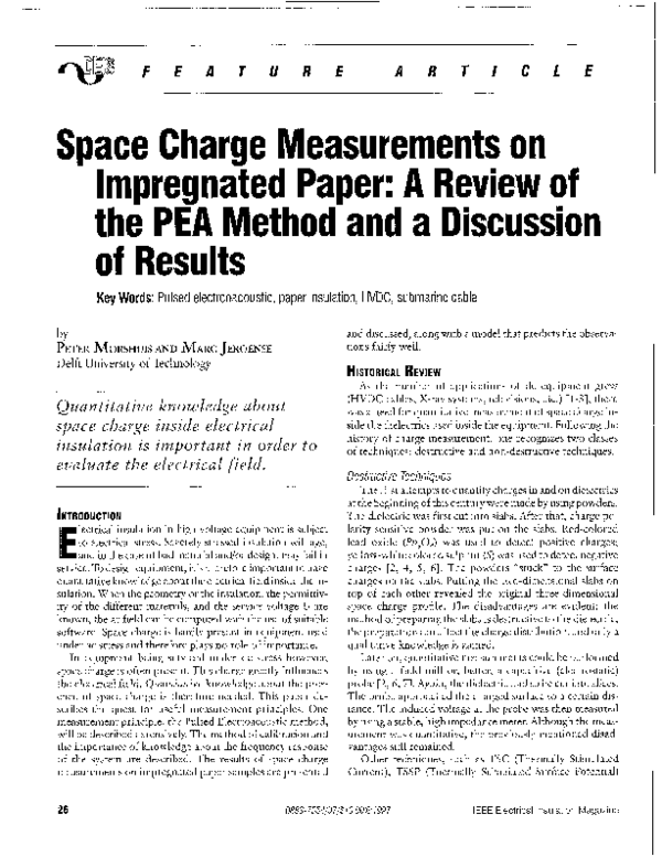 (PDF) Space charge measurements on impregnated paper: a review of the ...