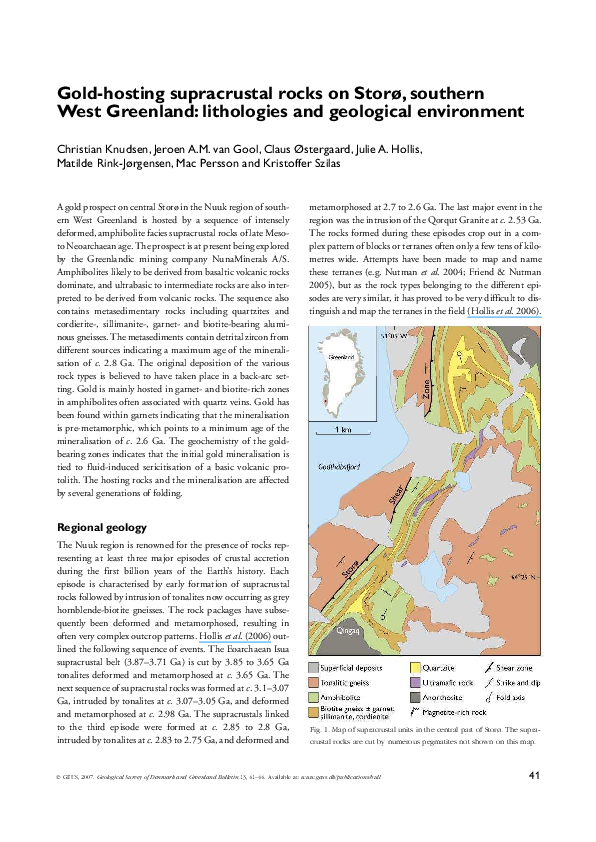 (PDF) Gold-hosting supracrustal rocks on Storø, southern West Greenland ...