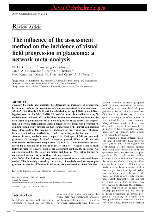 (PDF) The influence of the assessment method on the incidence of visual ...