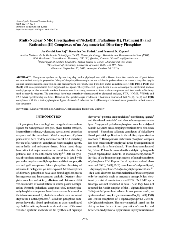 (PDF) Multi-Nuclear NMR Investigation of Nickel(II), Palladium(II), Platinum(II) and Ruthenium ...