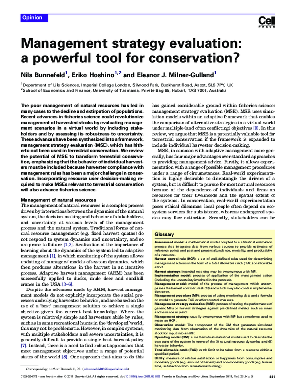 (PDF) Management strategy evaluation: a powerful tool for conservation?