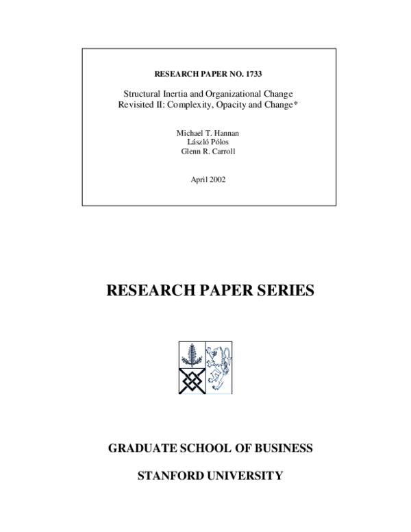 (PDF) Structural Inertia and Organizational Change