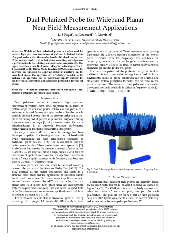 (PDF) Dual polarized probe for wideband planar near field measurement ...