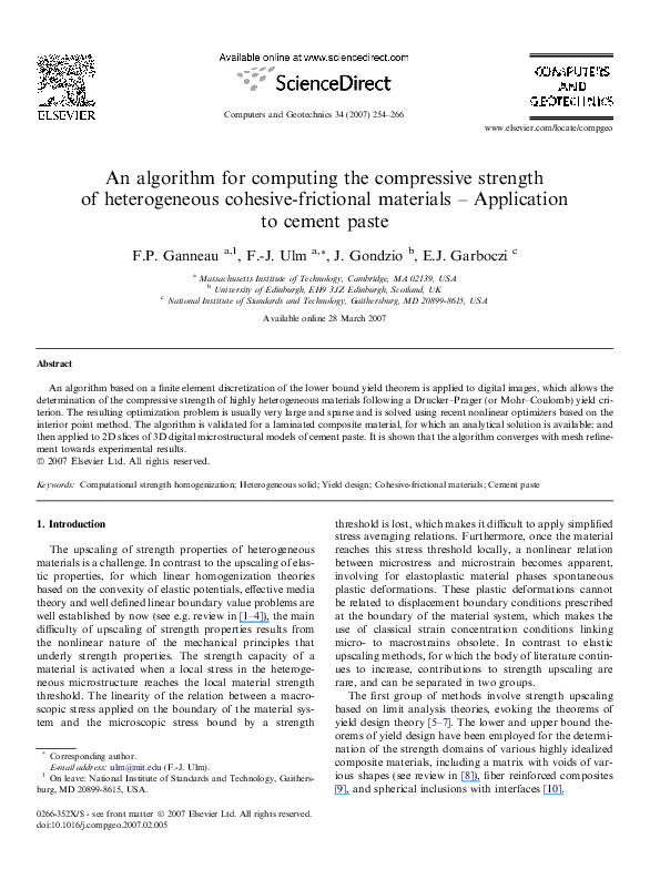 Pdf An Algorithm For Computing The Compressive Strength Of