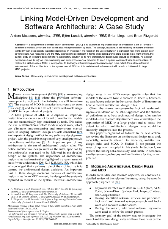(PDF) Linking Model-Driven Development and Software Architecture: A ...