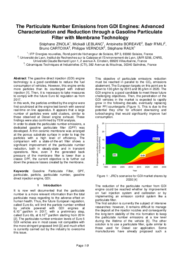 Pdf The Particulate Number Emissions From Gdi Engines Advanced