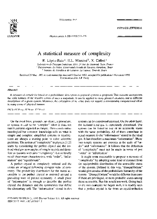 (PDF) A statistical measure of complexity