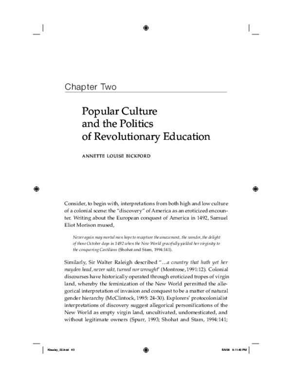 (PDF) Popular Culture and the Politics of Revolutionary Education