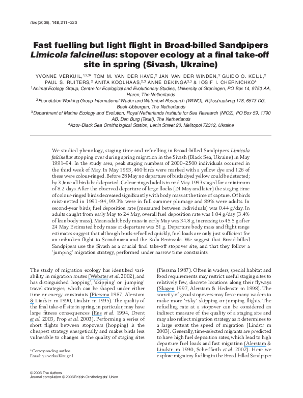 (PDF) Verkuil et al. 2006 Ibis Broad-billed Sandpipers