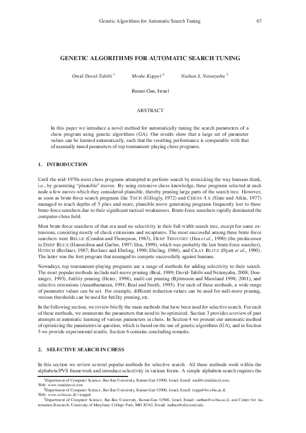 Pdf Genetic Algorithms For Automatic Search Tuning