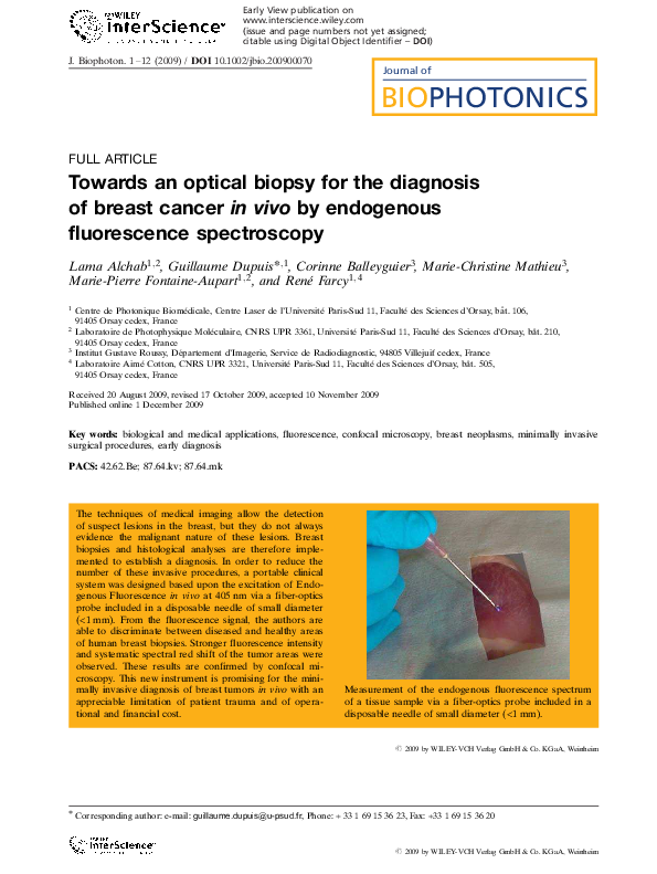 (PDF) Towards an optical biopsy for the diagnosis of breast cancer in ...