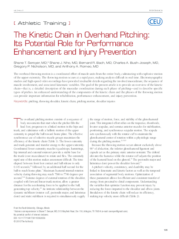 (PDF) The Kinetic Chain in Overhand Pitching: Its Potential Role for ...
