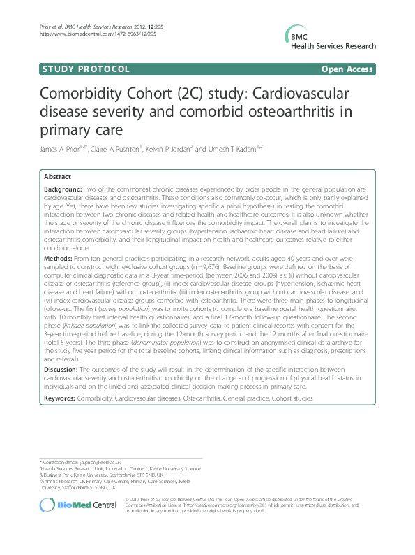 (PDF) Comorbidity Cohort (2C) study: Cardiovascular disease severity ...