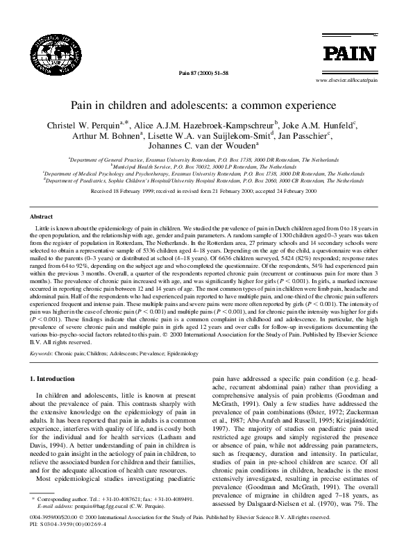 (PDF) High prevalence of daily and multi-site pain – a cross-sectional ...