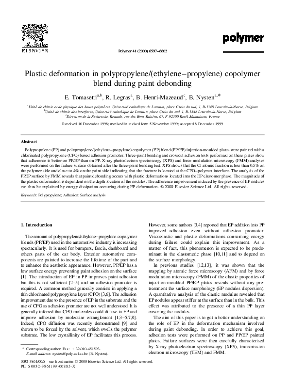 (PDF) Plastic deformation in polypropylene/(ethylene–propylene ...