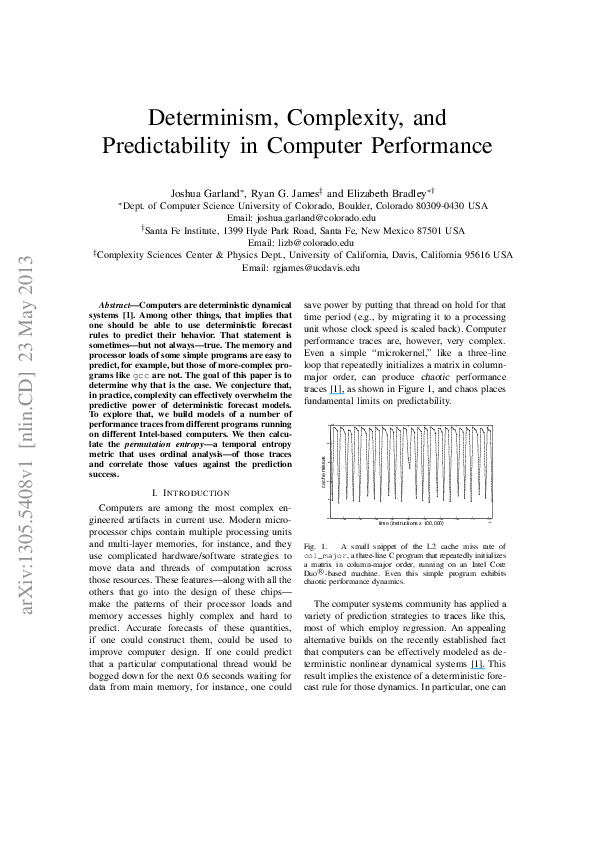 (PDF) Determinism, Complexity, and Predictability in Computer Performance