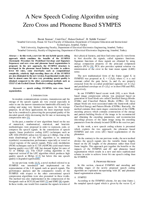 Pdf A New Speech Coding Algorithm Using Zero Cross And Phoneme Based