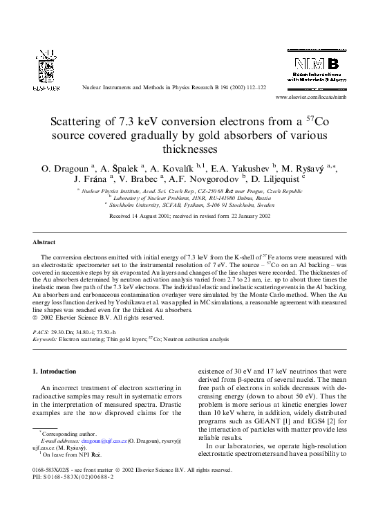 (PDF) Scattering of 7.3 keV conversion electrons from a source covered ...