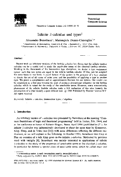 (PDF) Infinite λ-calculus and types