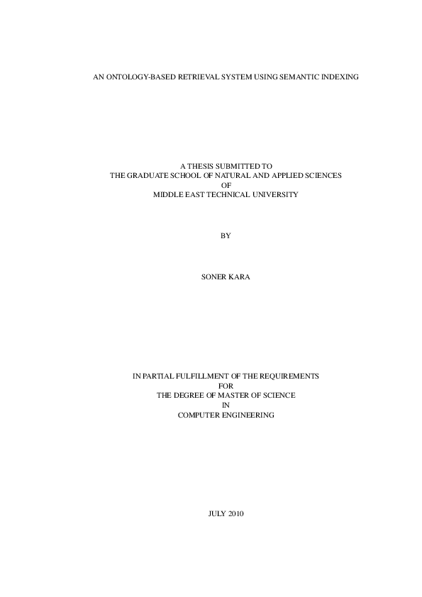 Pdf An Ontology Based Retrieval System Using Semantic Indexing Nihan Cicekli And Ferda