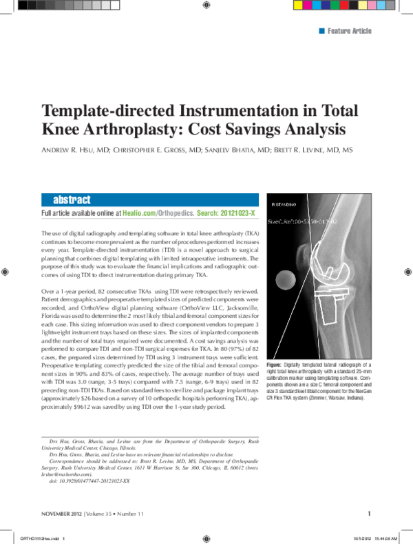 (PDF) Template-directed Instrumentation in Total Knee Arthroplasty ...