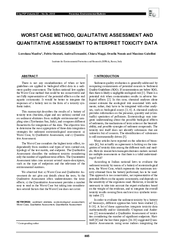(PDF) Worst case method, qualitative assessment and quantitative ...