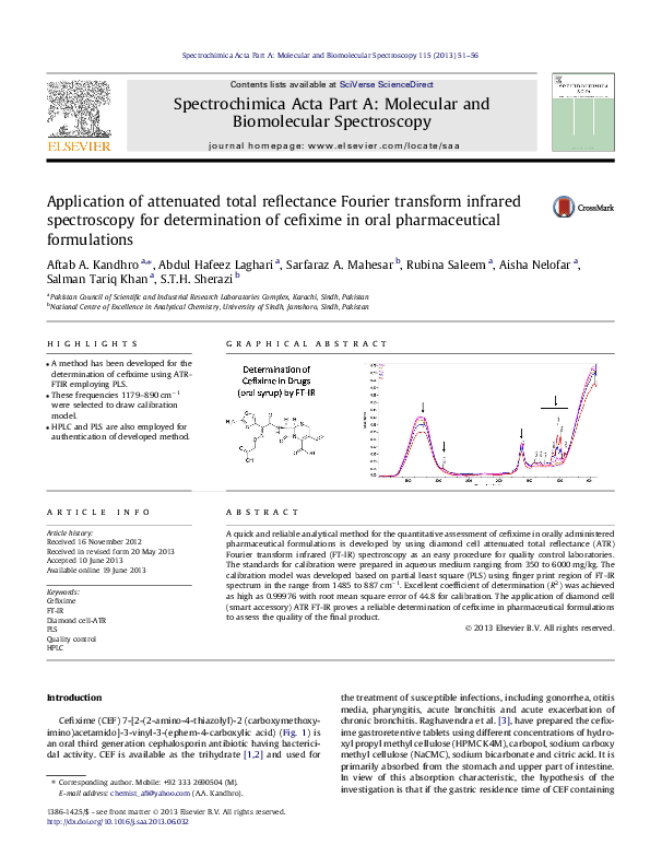 (PDF) Application of attenuated total reflectance Fourier transform infrared spectroscopy for ...