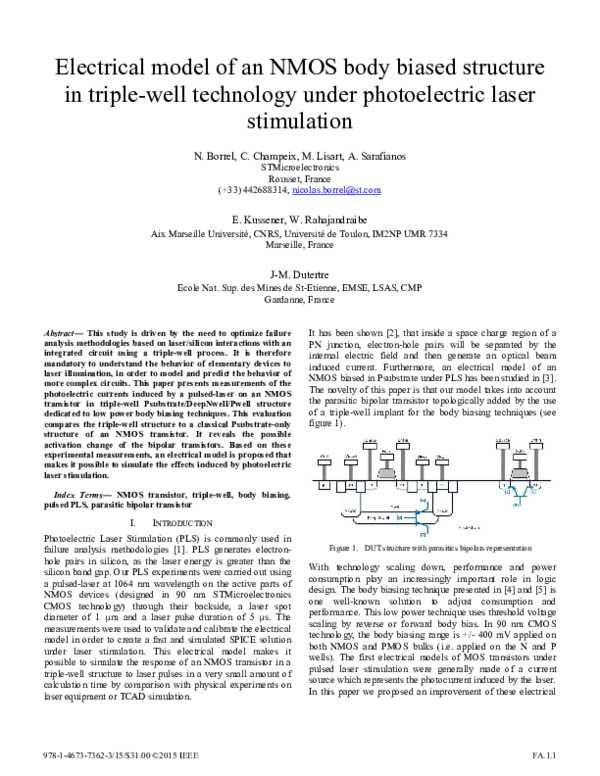 (PDF) Electrical model of an NMOS body biased structure in triple-well ...
