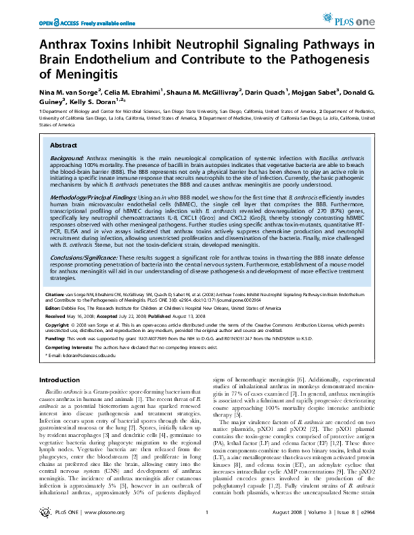 (PDF) Contribution of Lethal Toxin and Edema Toxin to the Pathogenesis ...