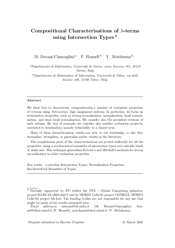 (PDF) Compositional characterizations of λ-terms using intersection types