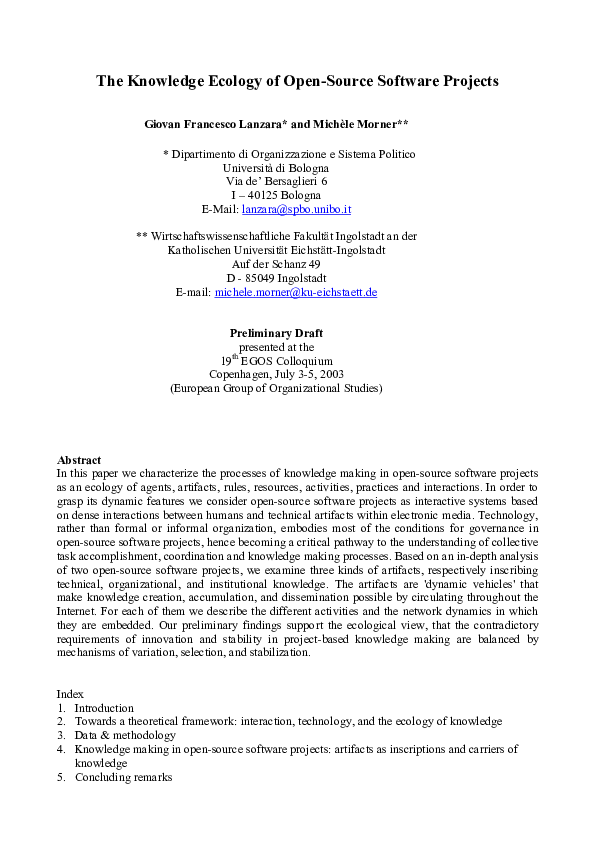 (PDF) The knowledge ecology of open-source software projects