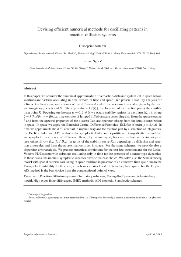 Pdf Devising Efficient Numerical Methods For Oscillating Patterns In