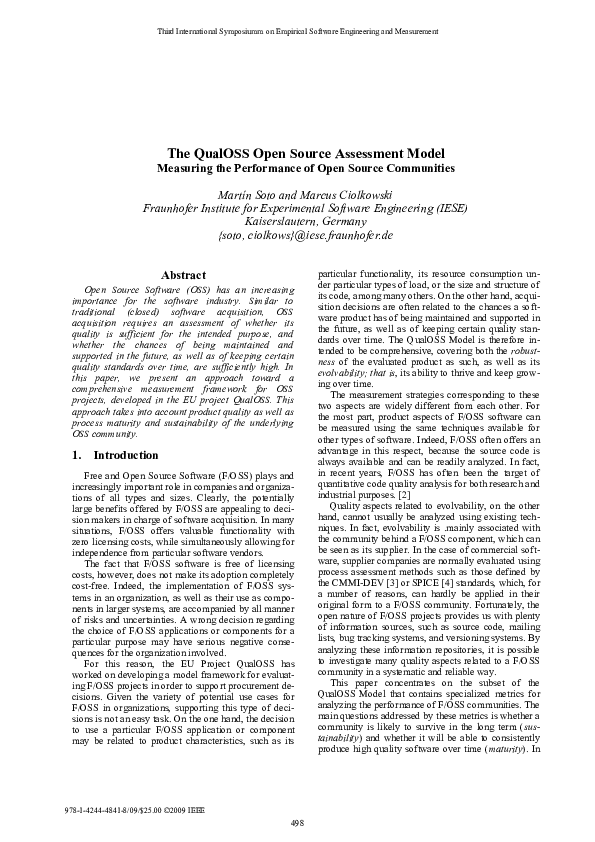 (PDF) The QualOSS open source assessment model measuring the ...