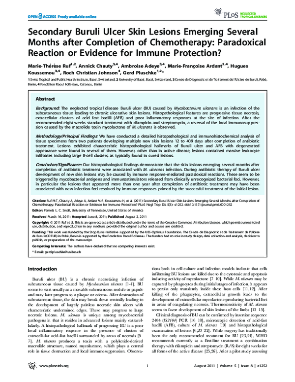 (PDF) Secondary Buruli Ulcer Skin Lesions Emerging Several Months after Completion of ...