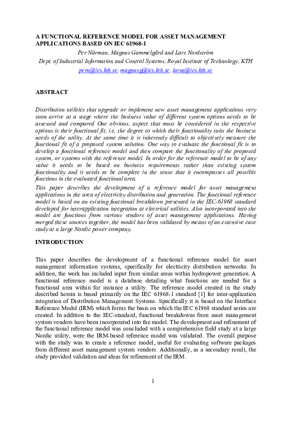 (PDF) A functional reference model for asset management applications ...